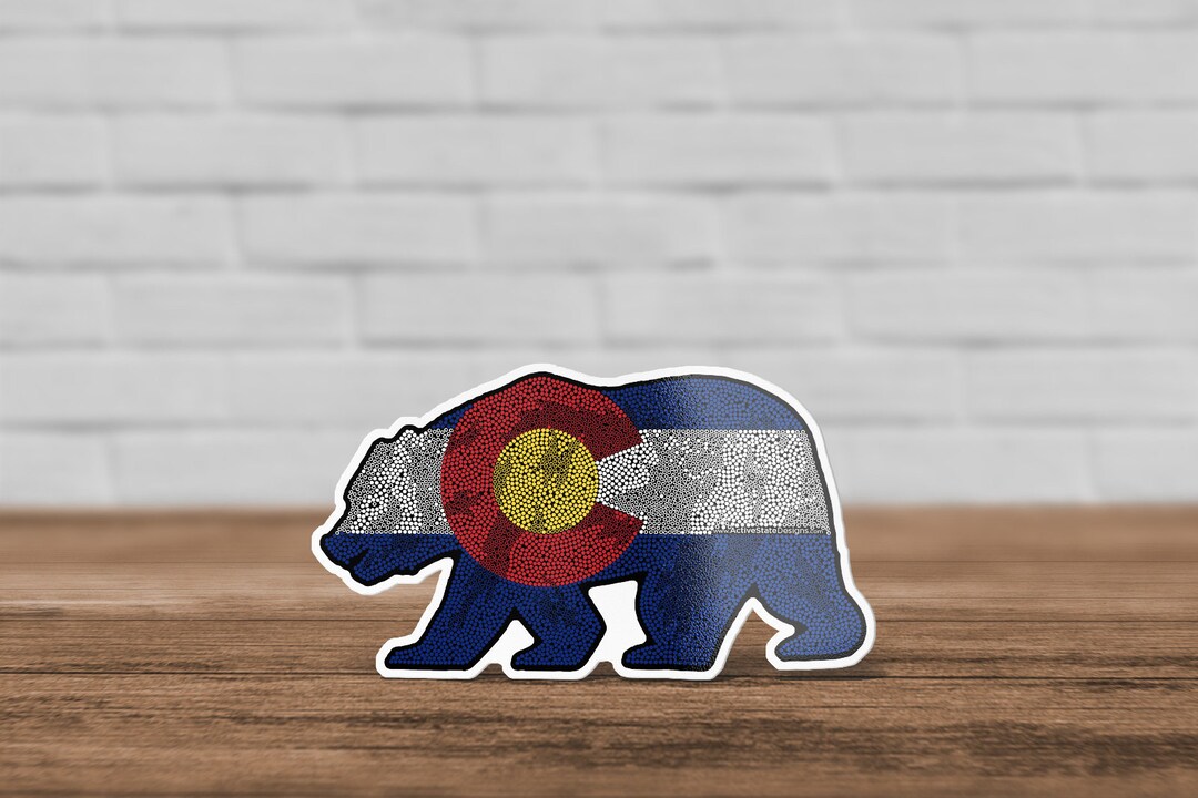 Colorado Flag Sticker - Pointillism Bear - Etsy