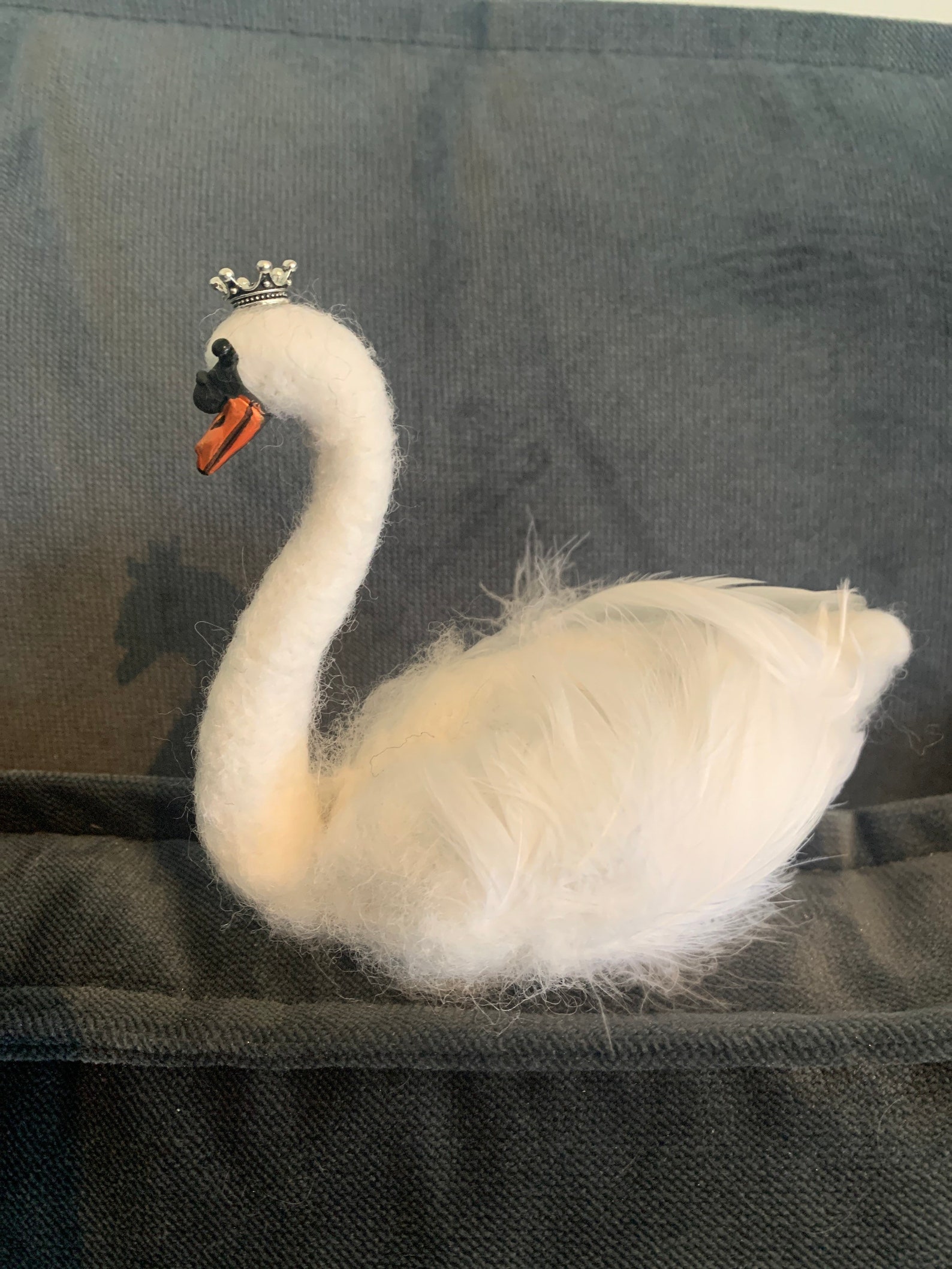 Black or White Needle Felted Swan Sculpture With Feathers and Optional ...