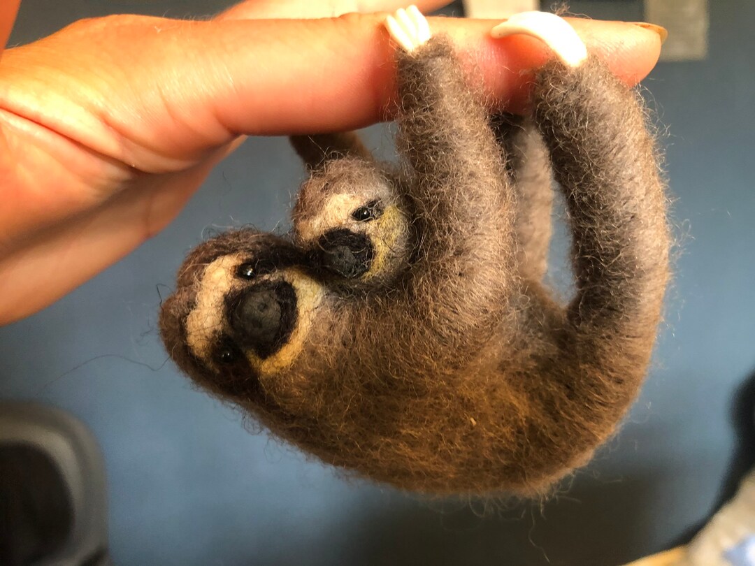 Needle Felted Sloth With Baby - Etsy