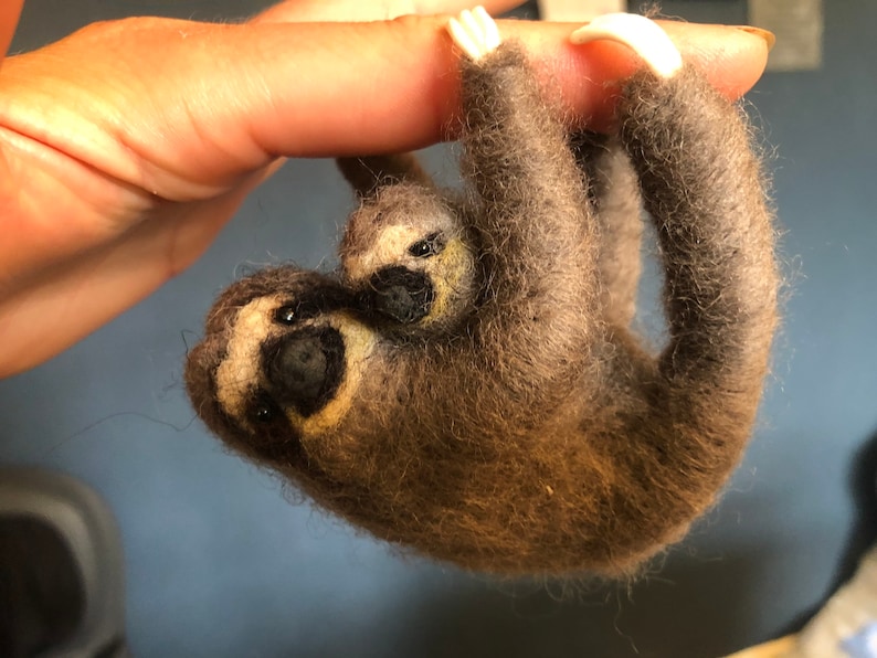 Needle Felted Sloth With Baby - Etsy