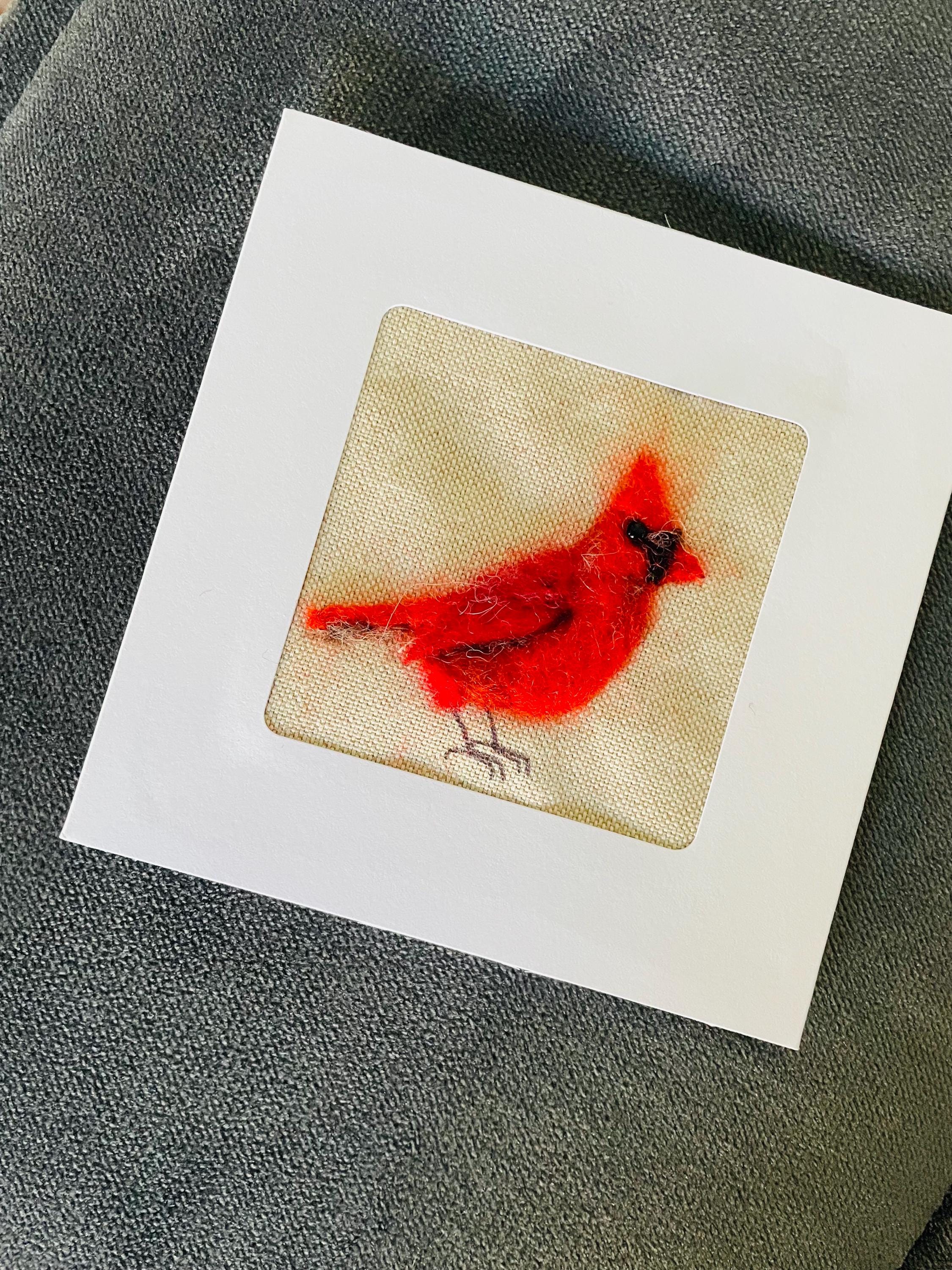 Needle Felted Cardinal Card - Etsy