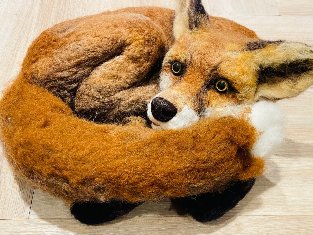 Made to Order Large Curled up Fox Needle Felted Sculpture - Etsy