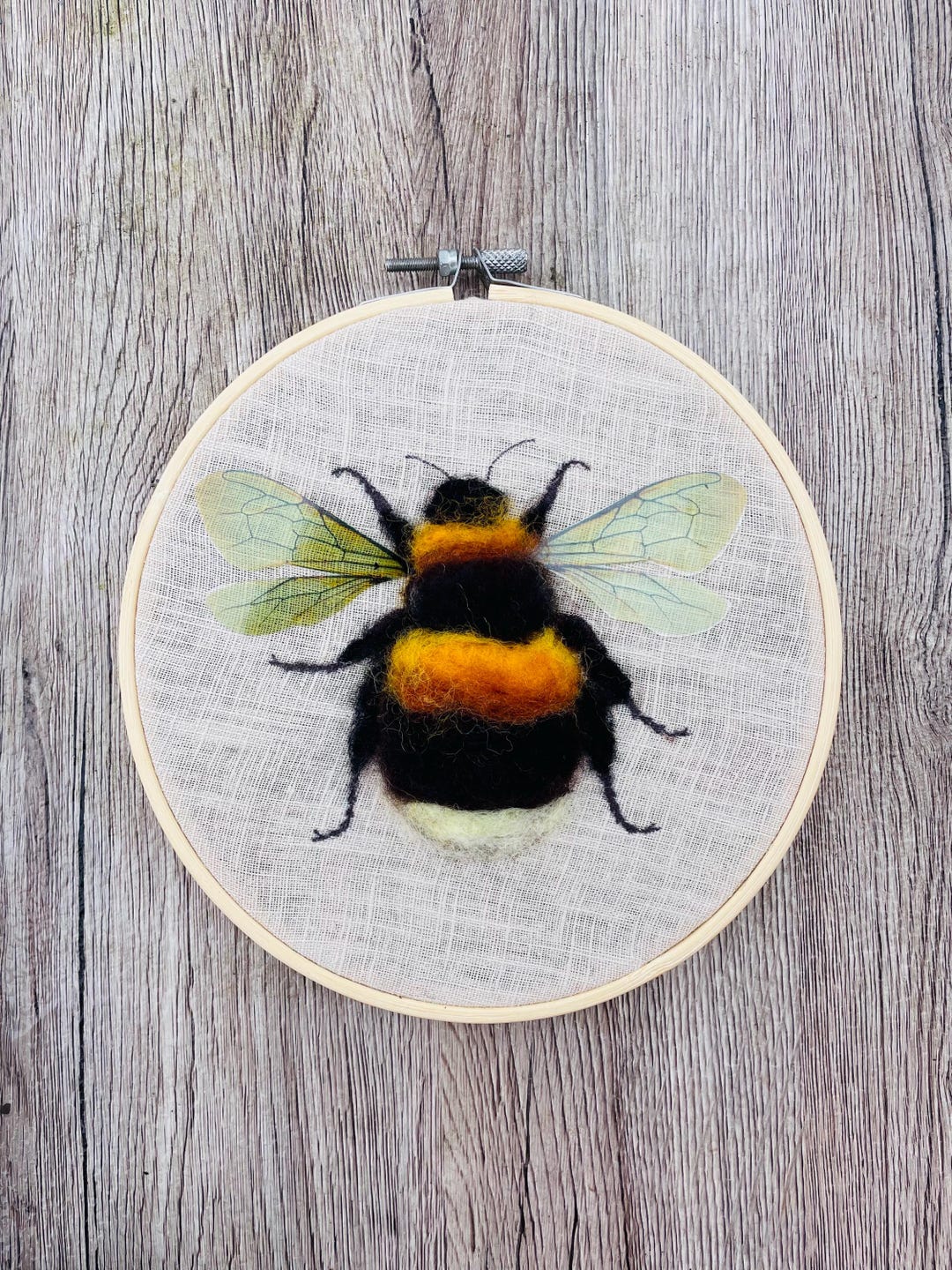 Needle Raised 2d Wall Hanging Canvas Felted Oversized Bumble Bee in ...