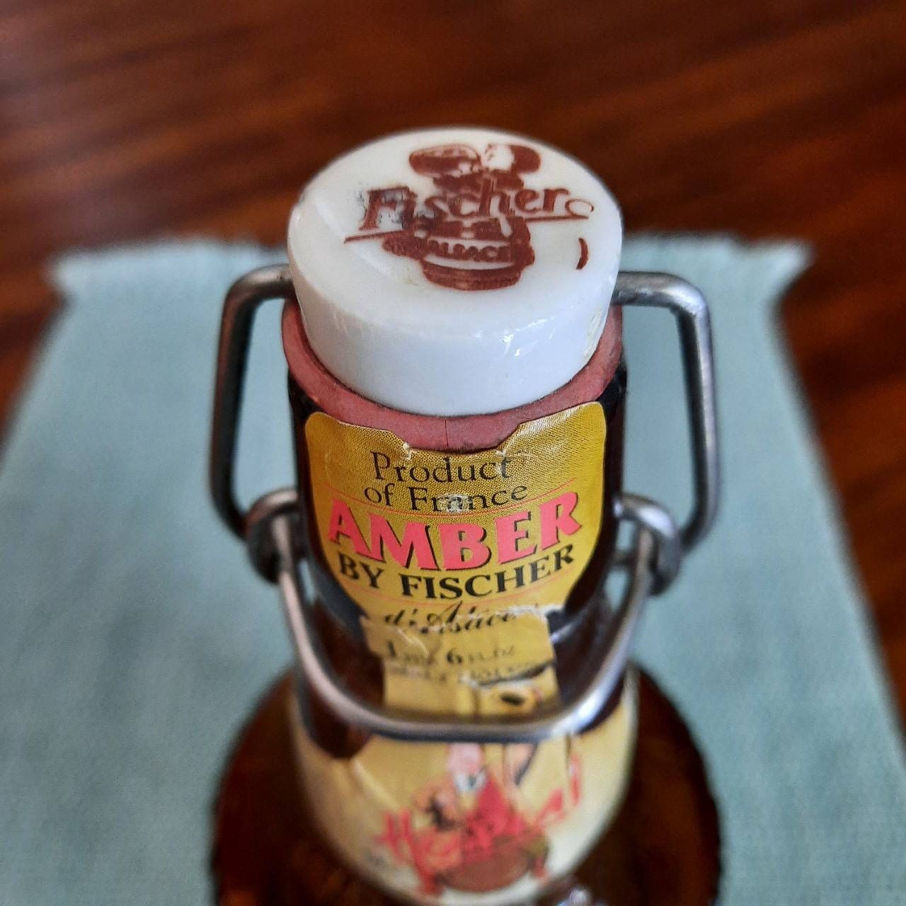 Fischer Beer Amber Brown Glass Bottle Porcelain Swing Top Biere D ...