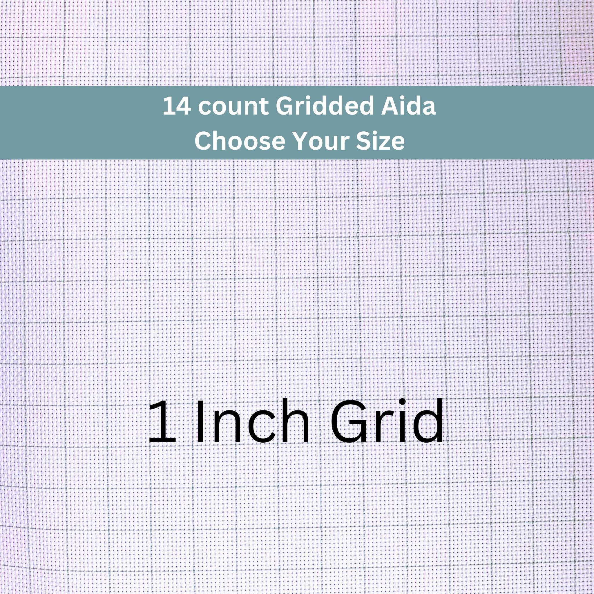 14 Count Gridded Aida Cloth - White Aida With Removable Grid Lines ...