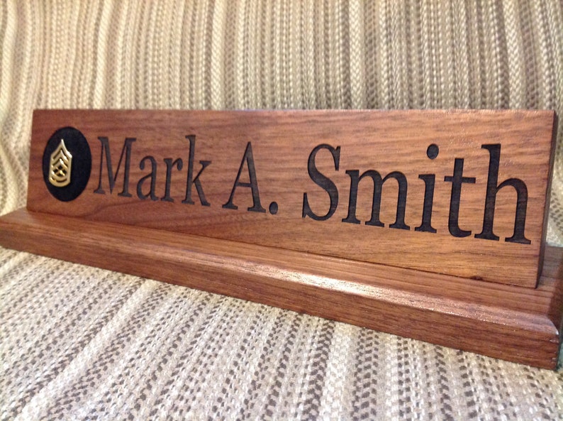 Custom Military Desk Nameplate 15 inch Solid Walnut Wood | Etsy