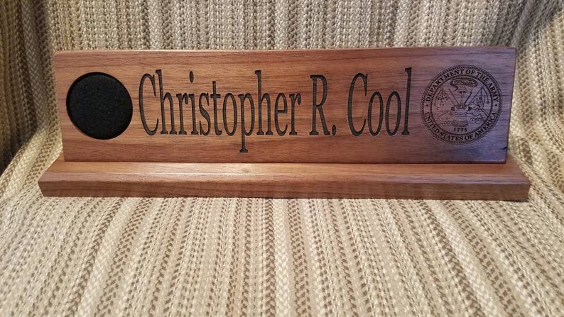 Custom Military Desk Nameplate 15 inch Solid Walnut Wood | Etsy