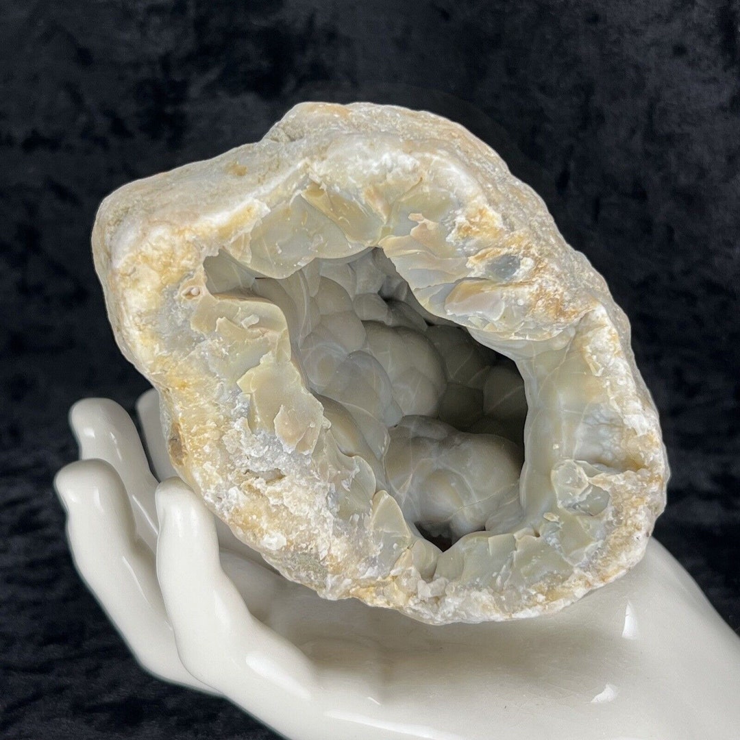 4-1/2” Blue Yellow Grey Botryoidal Chalcedony Agate Rough Geode Quartz ...