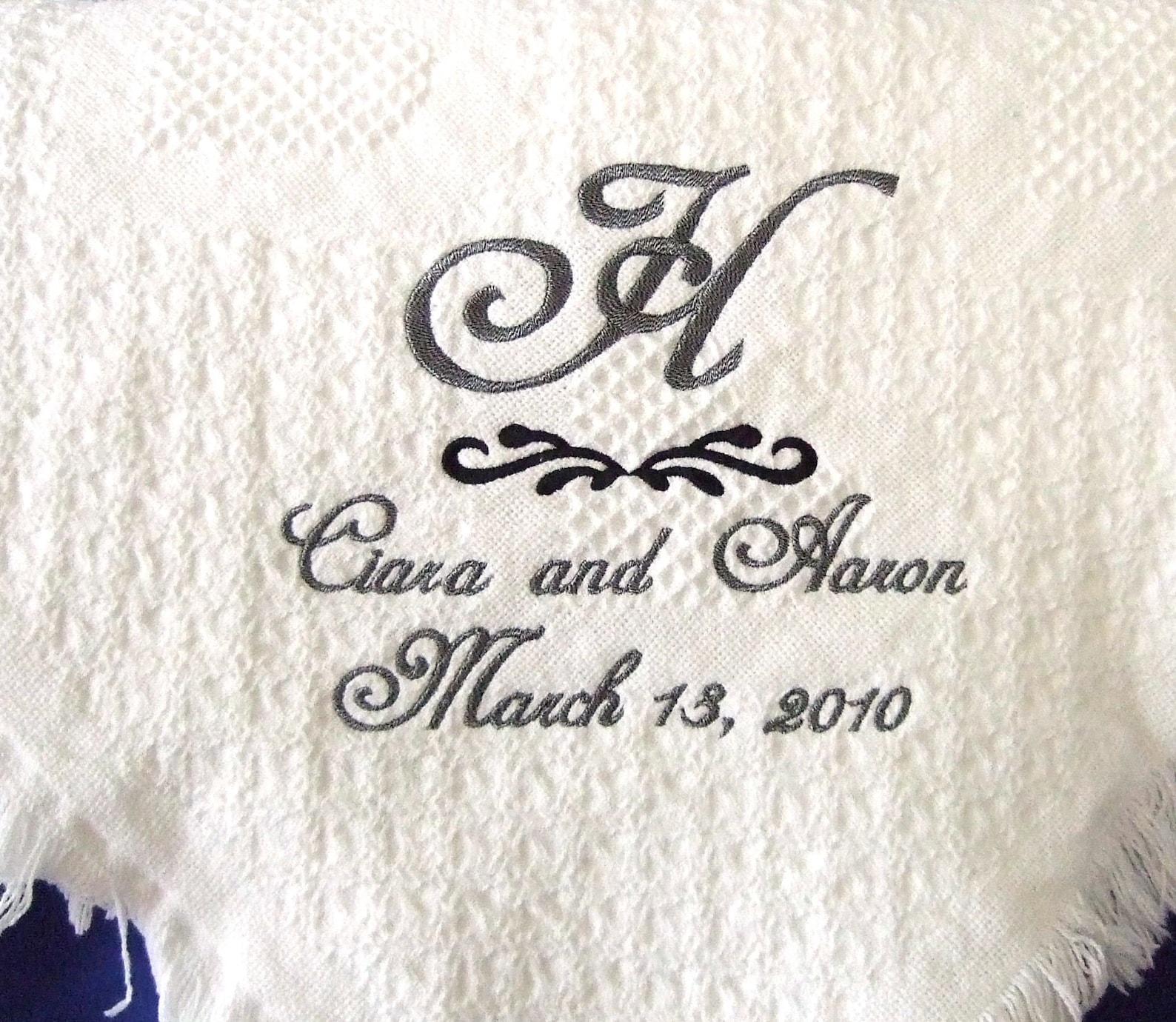 Personalized Wedding Blanket With Monogram, Scroll, Bride and Groom ...