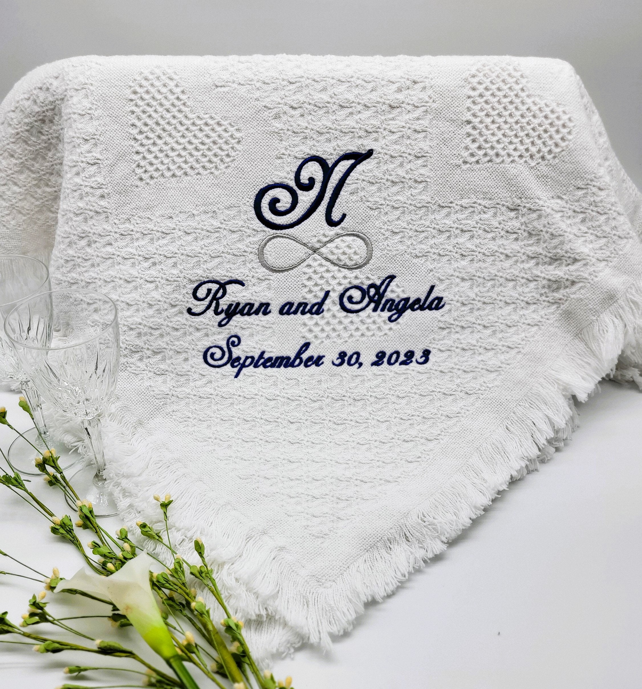 Personalized Wedding Blanket With Monogram, Infinity Symbol, Bride and ...