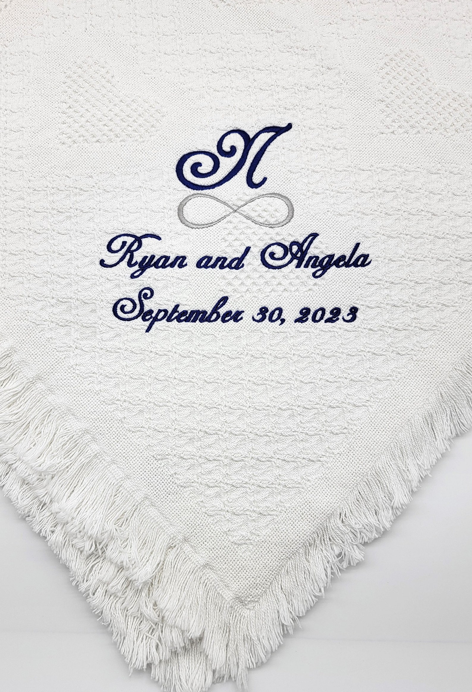 Personalized Wedding Blanket With Monogram, Infinity Symbol, Bride and ...