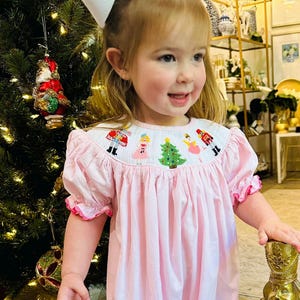 Nutcracker Christmas Smocked Dress in Pink - Clara, Vintage Style ...
