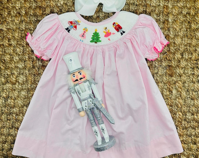 THE NUTCRACKER Hand-smocked Girl's Bishop Bubble | Nutcracker Smocked ...