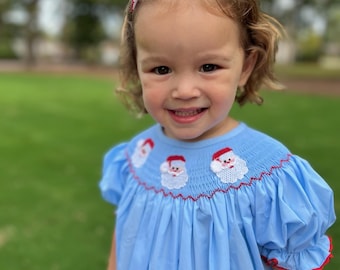 Christmas Plaid Smocked Santa Sleigh Dress - Etsy