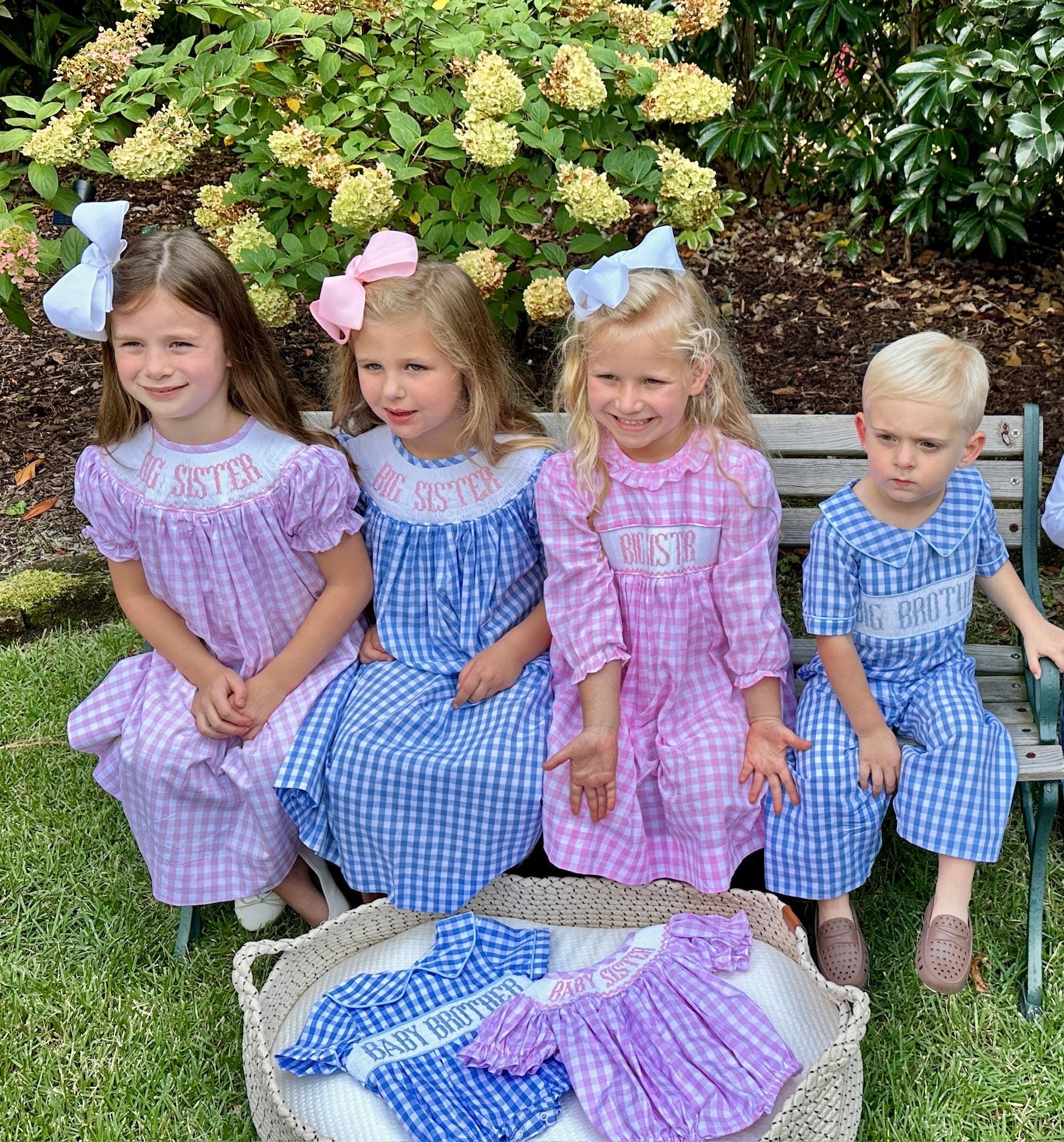 Smocked Big Sister Pink Gingham Dress. Sibling Options Available, Baby ...
