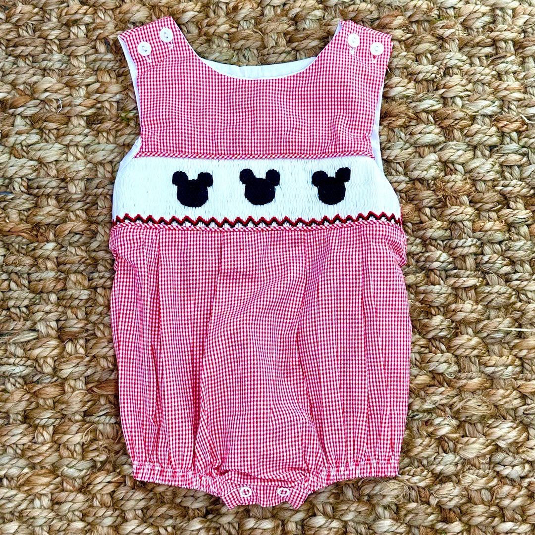 Mouse Smocked Boy Bubble Red Gingham, Disney Trip, Baby Boy, Mickey ...