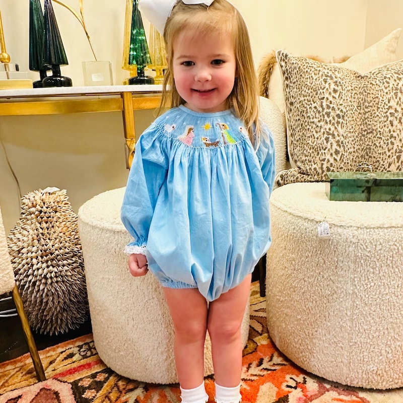 Nativity Smocked Romper - Etsy