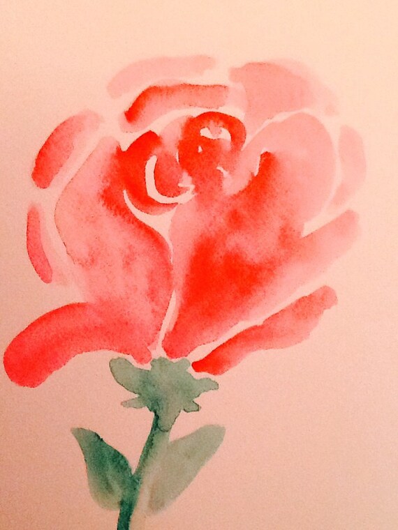 Watercolor Painting Art & Collectibles 9x12 abstract watercolor rose ...