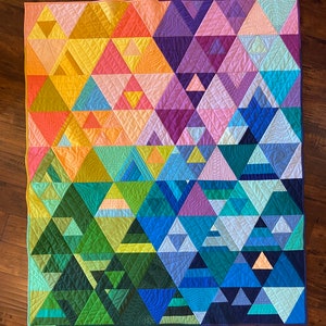 Modern Triangle Solid Fabric Rainbow Quilt - Etsy