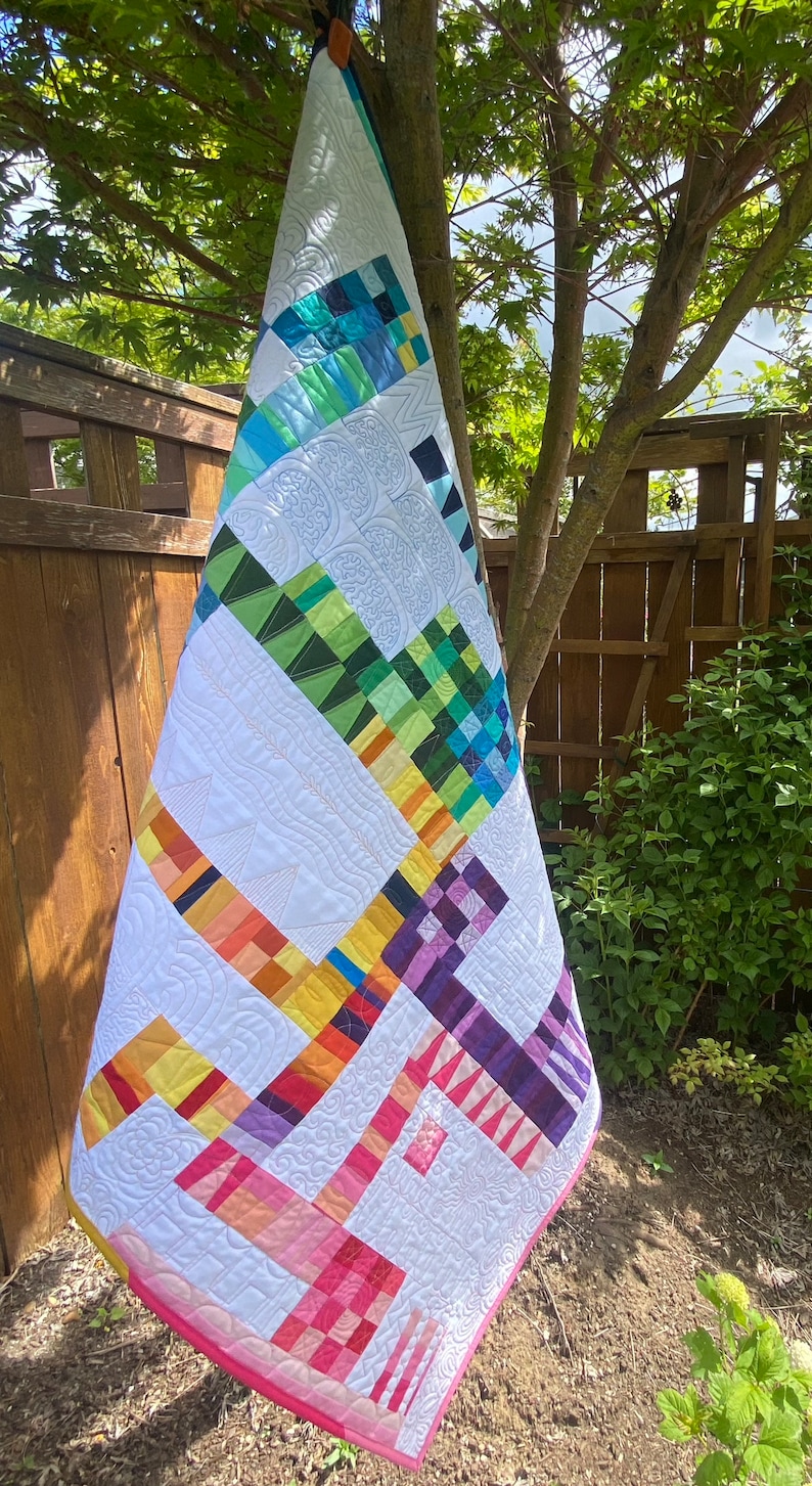 Modern Fiber Art Quilt, Original Design, Rainbow - Etsy