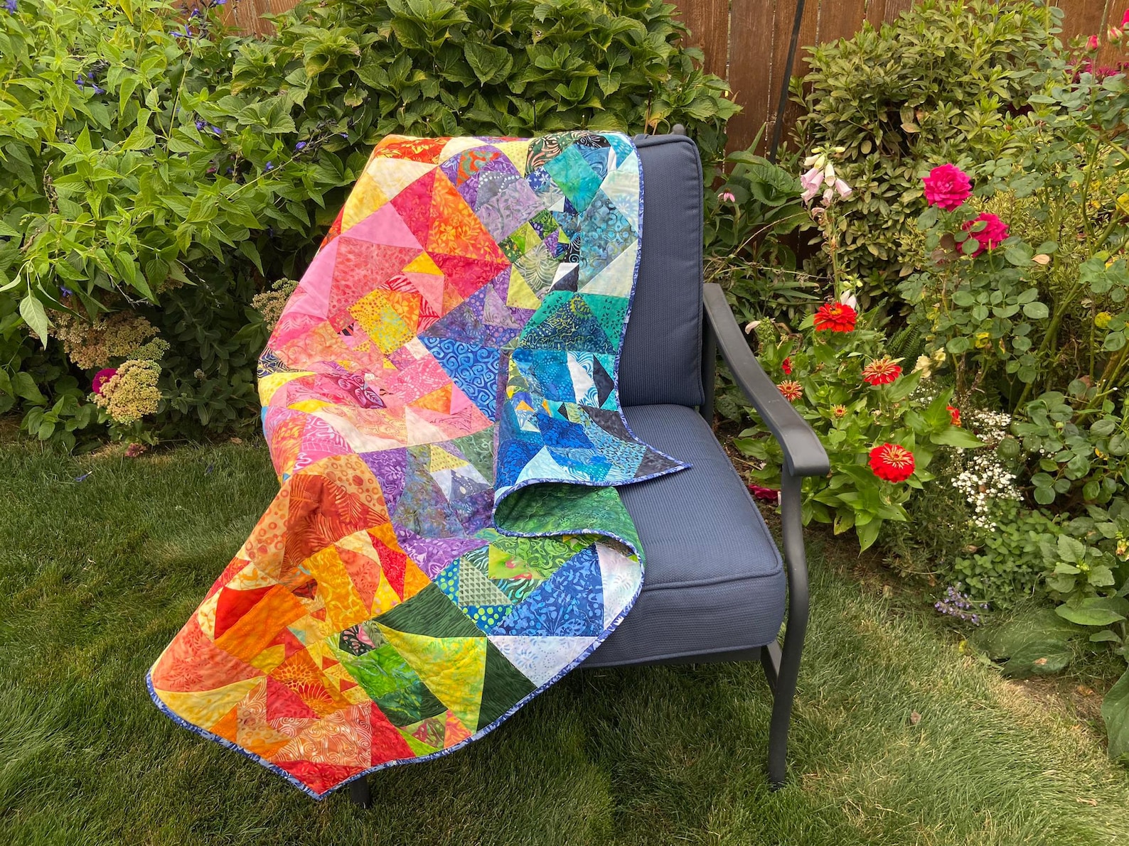 Multicolored Batik Lap Quilt, Flying Geese Block - Etsy