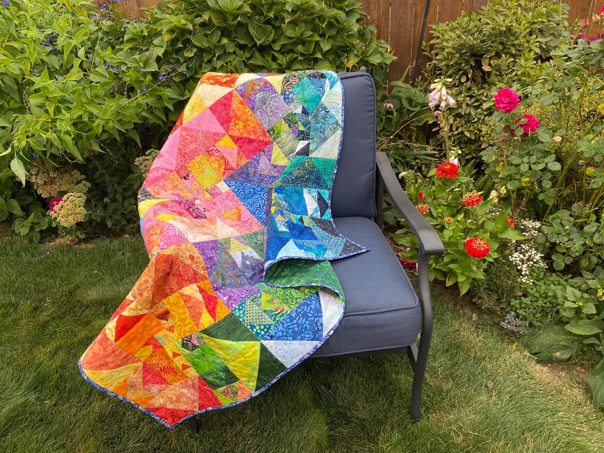 Multicolored Batik Lap Quilt, Flying Geese Block - Etsy