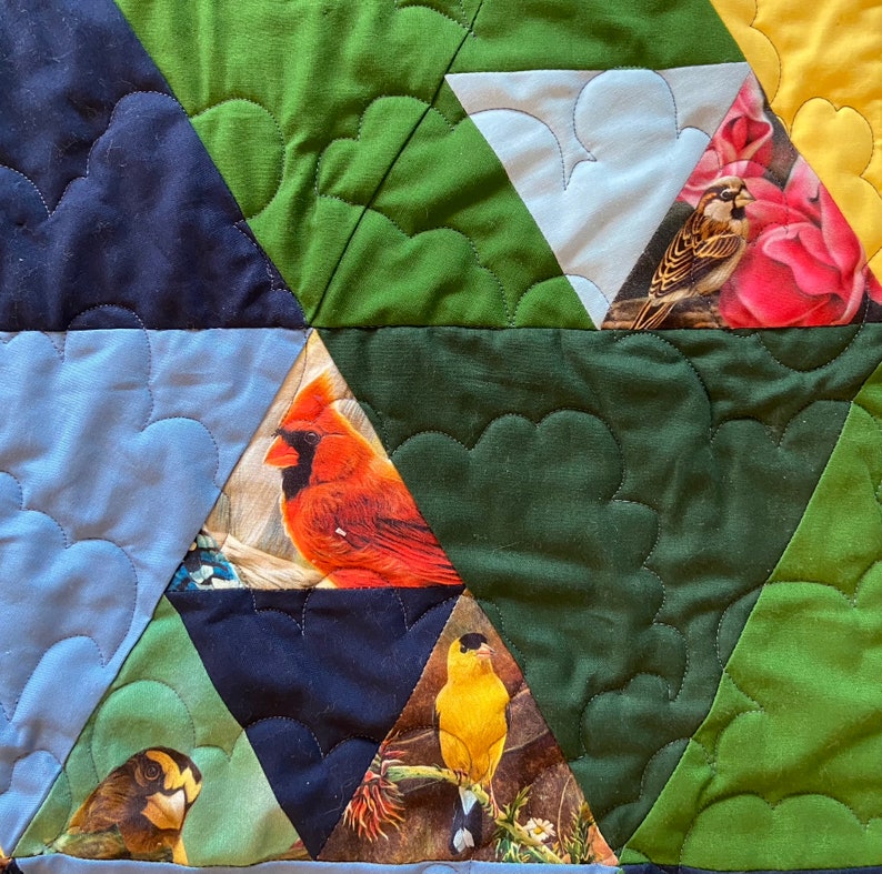 Triangle Bird Lap Quilt, Modern Art Quilt in Solids - Etsy