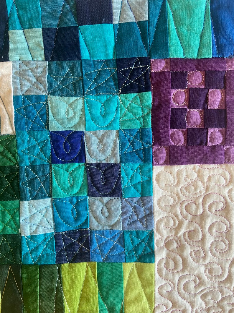 Modern Fiber Art Quilt, Original Design, Rainbow - Etsy