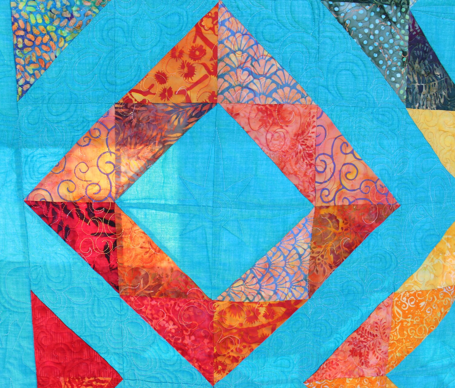 Rainbow Large Lap, Batik Art Quilt, Scrappy Diamonds - Etsy