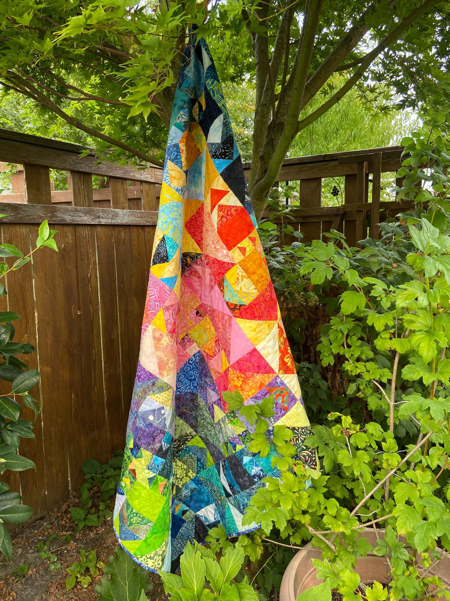 Multicolored Batik Lap Quilt, Flying Geese Block - Etsy