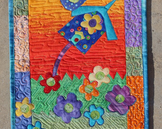 Small Art Quilt Polka Dot Floral Birdhouse - Etsy