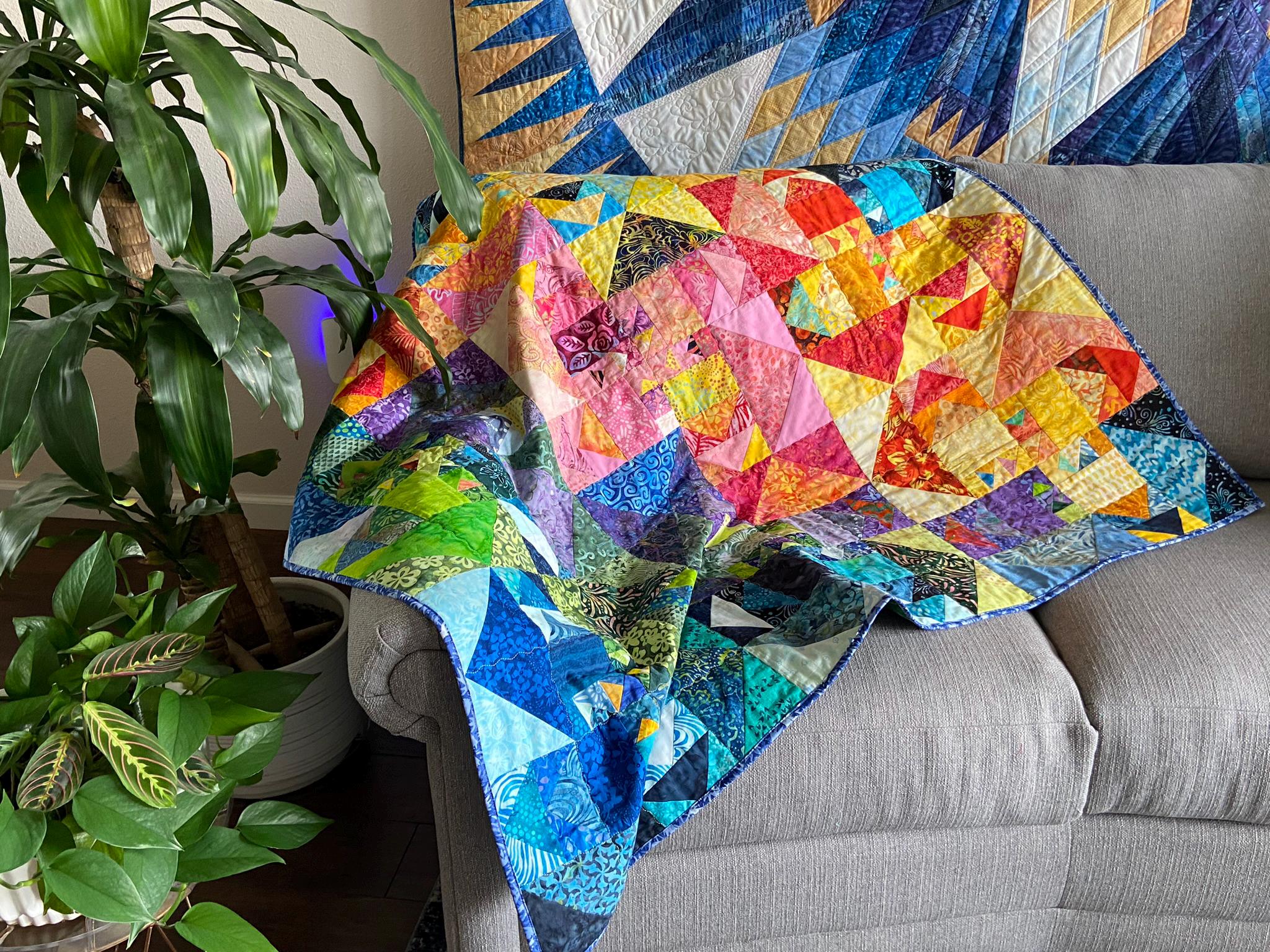 Multicolored Batik Lap Quilt, Flying Geese Block - Etsy