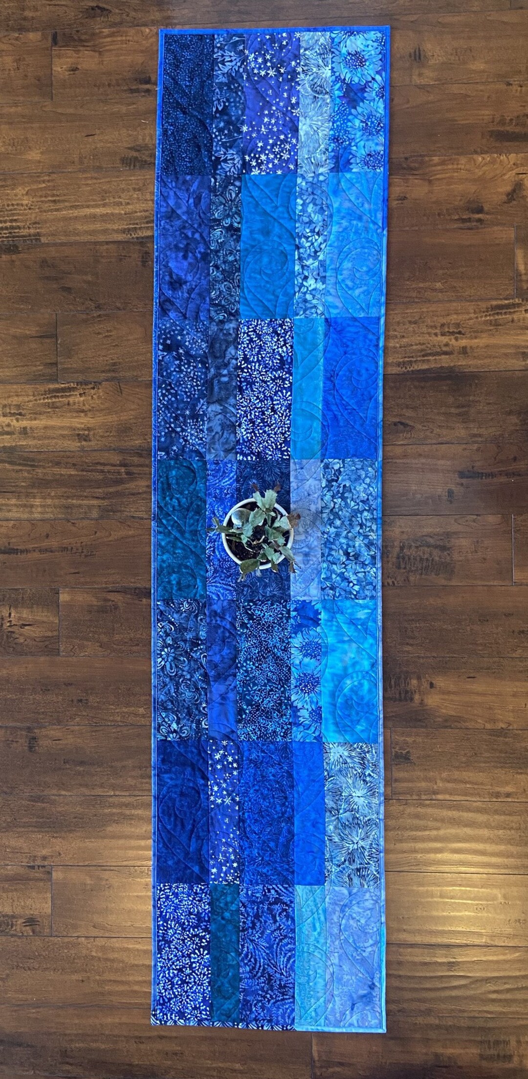 Extra Long Table Runner, Blue Batiks, Bed Runner, 18.5 X 80 Inches - Etsy