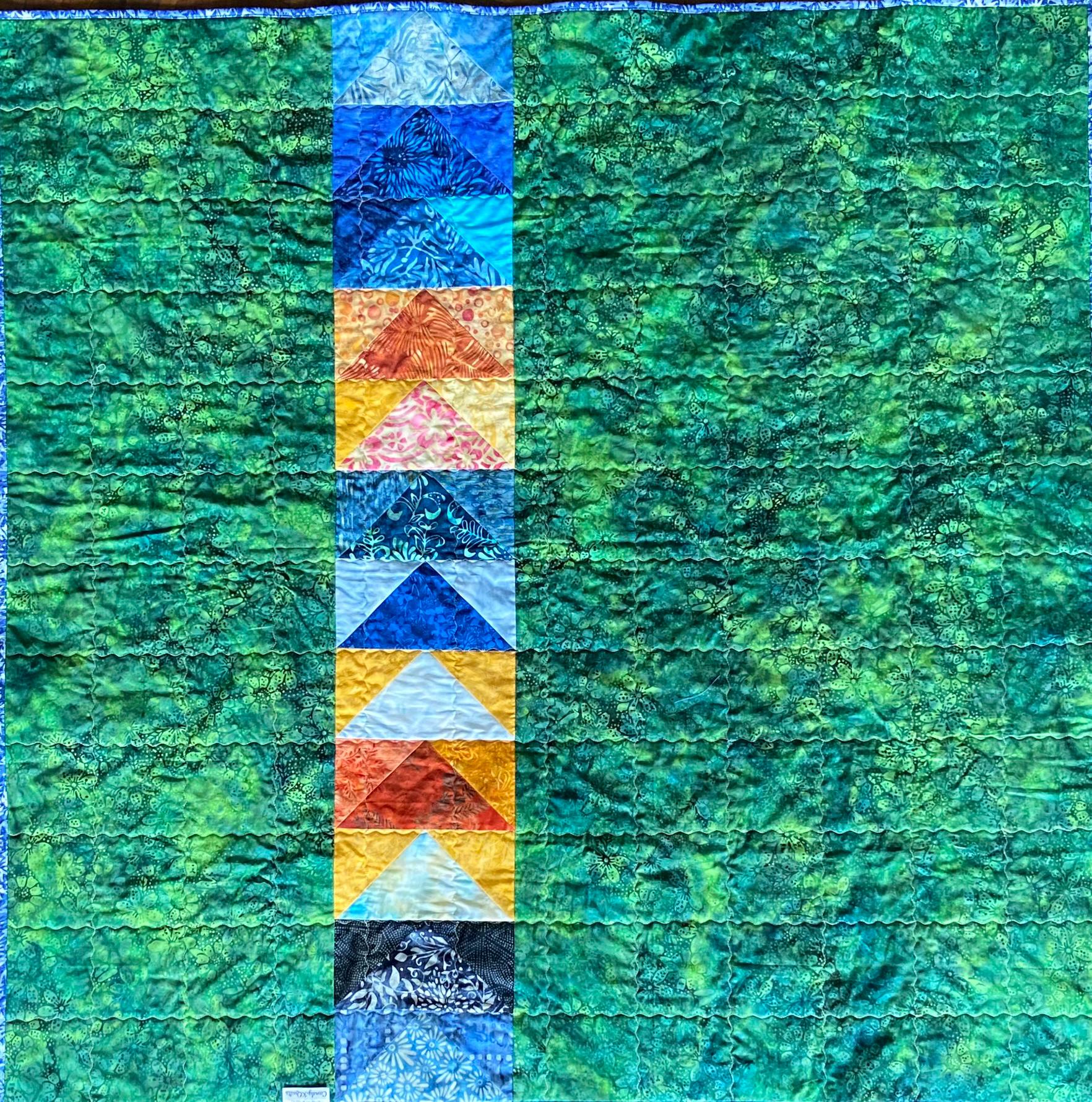 Multicolored Batik Lap Quilt, Flying Geese Block - Etsy