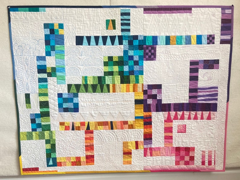 Modern Fiber Art Quilt, Original Design, Rainbow - Etsy