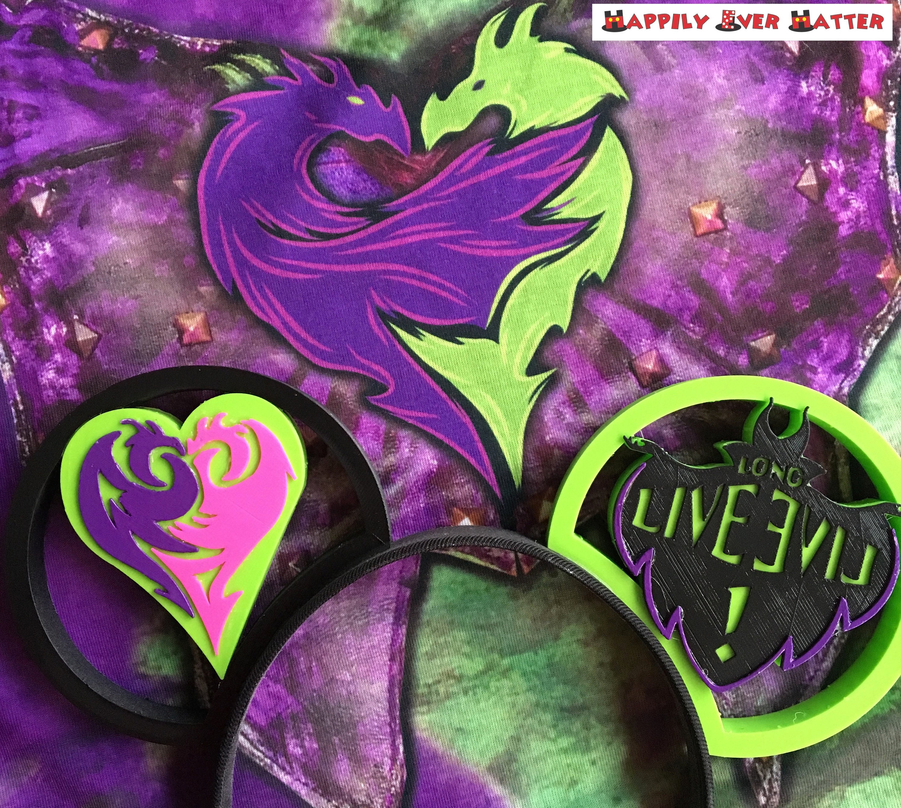 Descendants Mal Heart Logo and Long Live Evil Maleficent 3D | Etsy