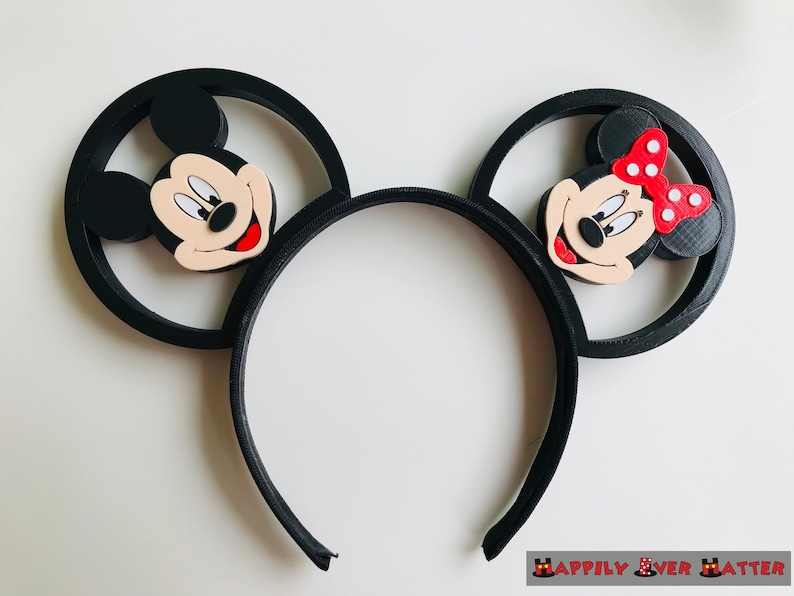 Mickey and Minnie Face Character 3D Printed Mouse Ears | Etsy