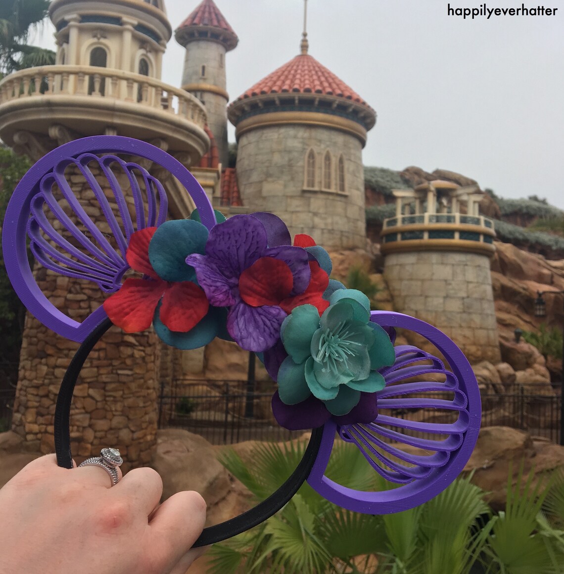 Ariel Little Mermaid Shells Flower Crown 3D Printed Mickey Mouse Ears ...