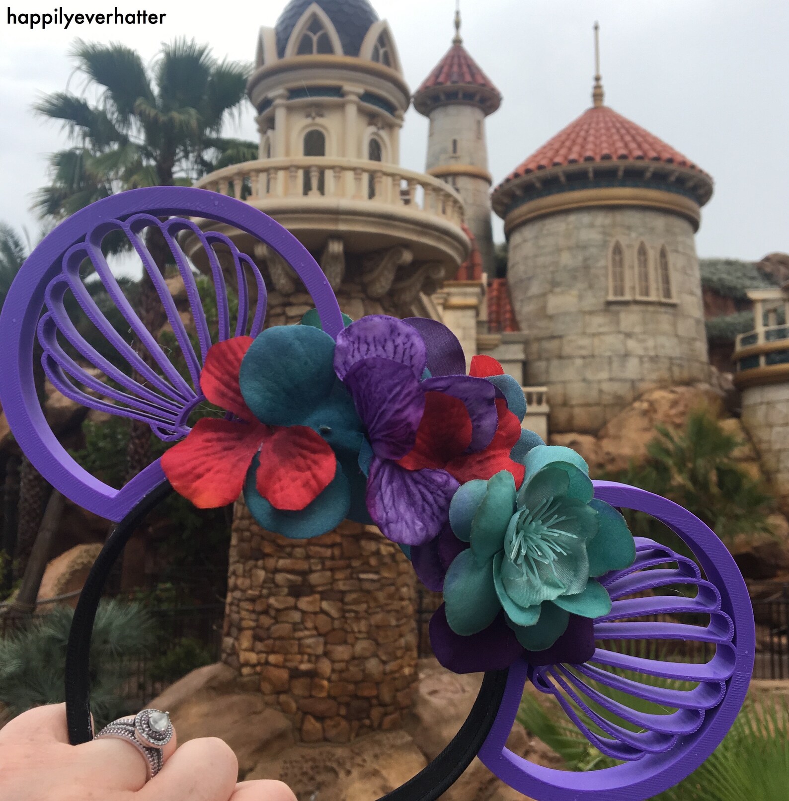 Ariel Little Mermaid Shells Flower Crown 3D Printed Mickey Mouse Ears ...