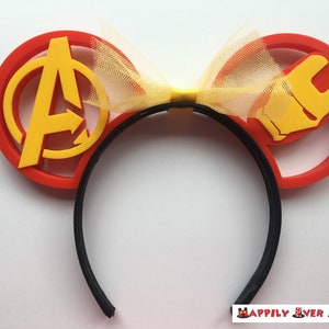 Avengers Iron Man 3D Printed Mickey Mouse Ears Illusionears Headband - Etsy