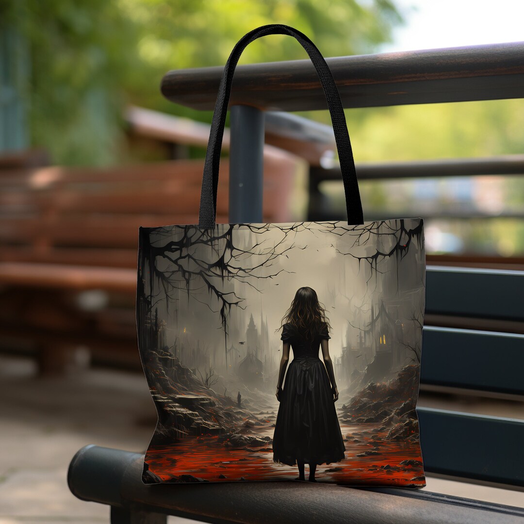 Gothic Fantasy Art Tote Bag, Dark Forest Bag, Spooky Aesthetic Shoulder ...