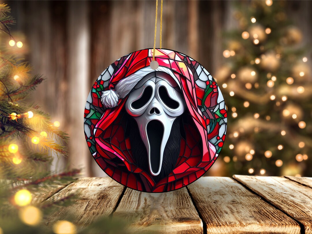 Stained Glass Look Horror Christmas Ornament, Ghost Face, Holiday ...