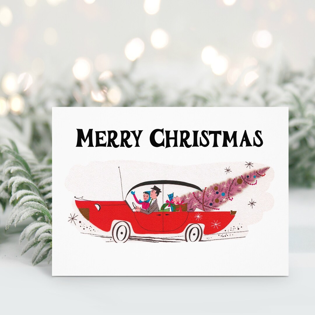Retro Atomic Christmas Cards, Set of 10, Retro Christmas, Vintage Look ...