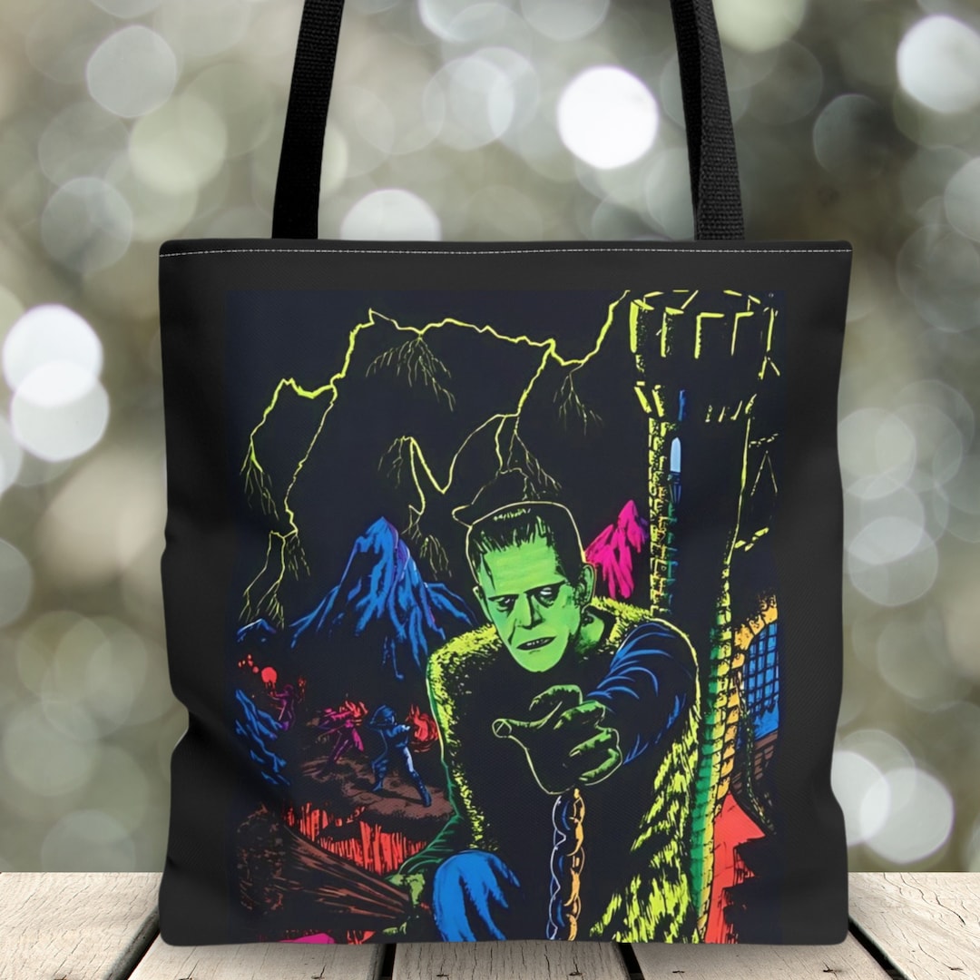 Neon Frankenstein Tote Bag, Goth, Gothic Style, Alt, Aesthetic, Classic ...