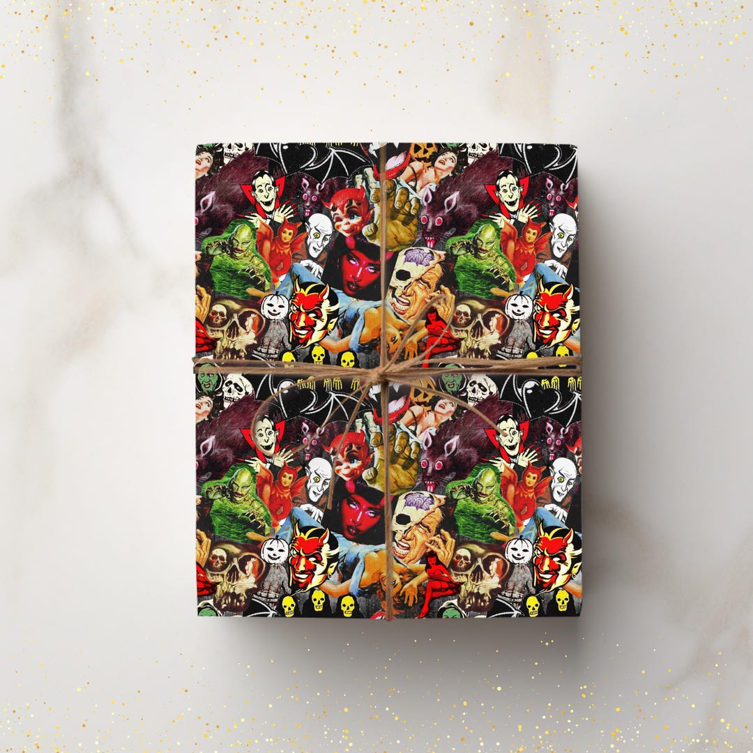 Vintage Style Horror Collage Gift Wrap, Goth, Gothic, Alt, Wrapping ...