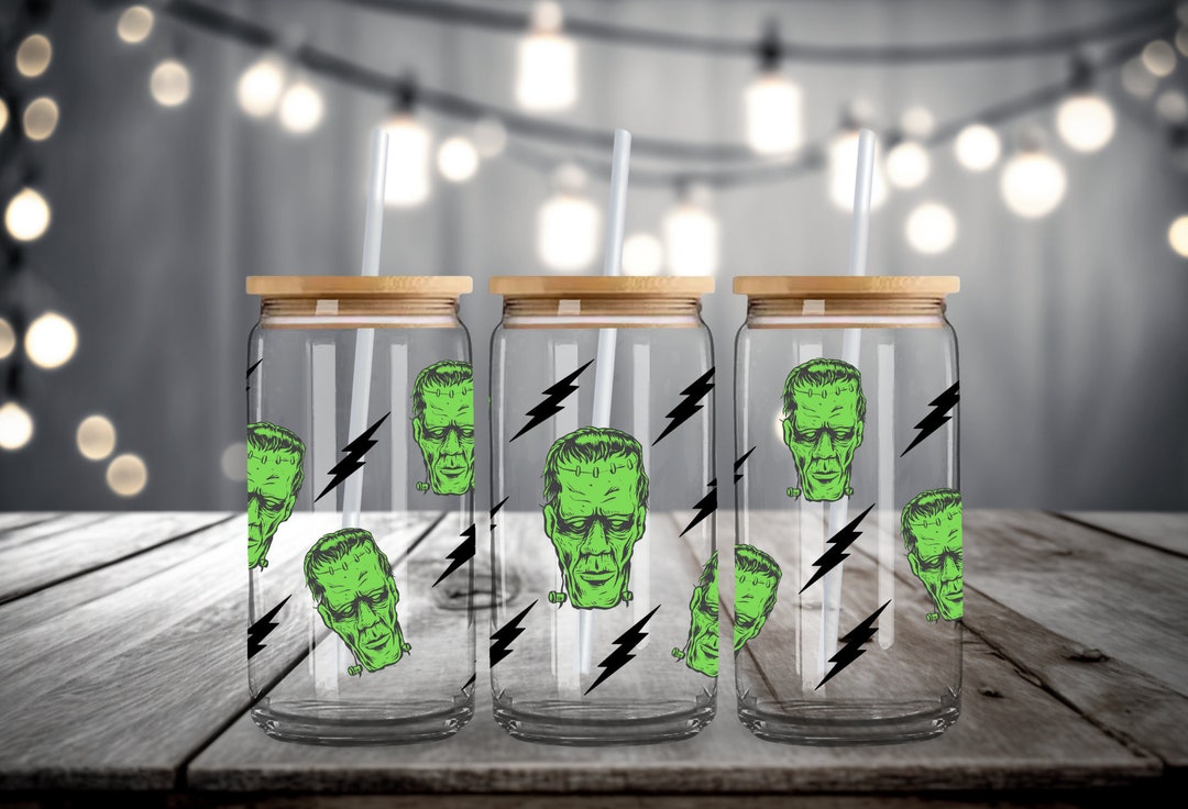 Frankenstein Glass Tumbler, Horror Tumbler, Classic Monsters, Goth ...