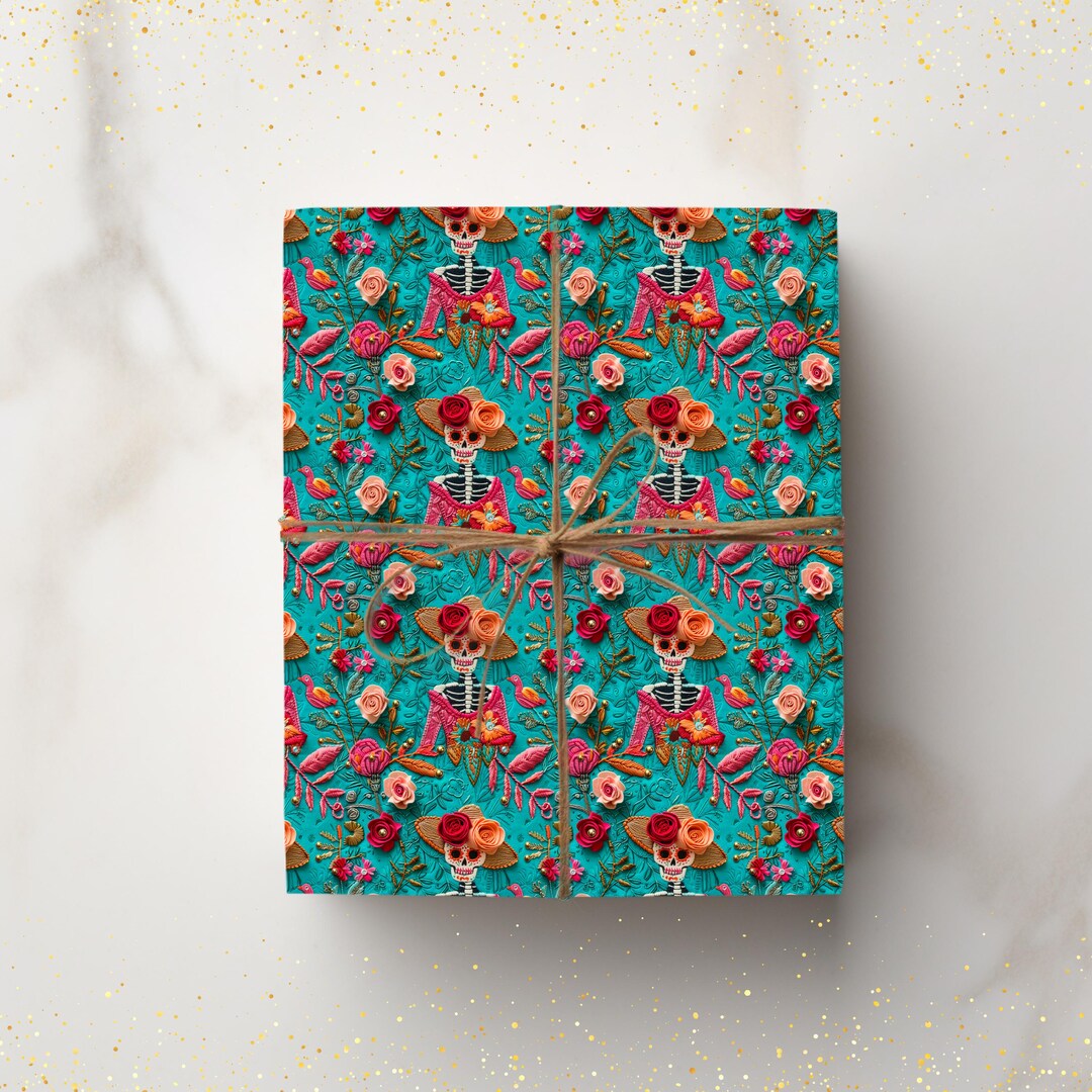 Day of the Dead 3D Wrapping Paper, Holiday Wrap, Gift Packaging ...