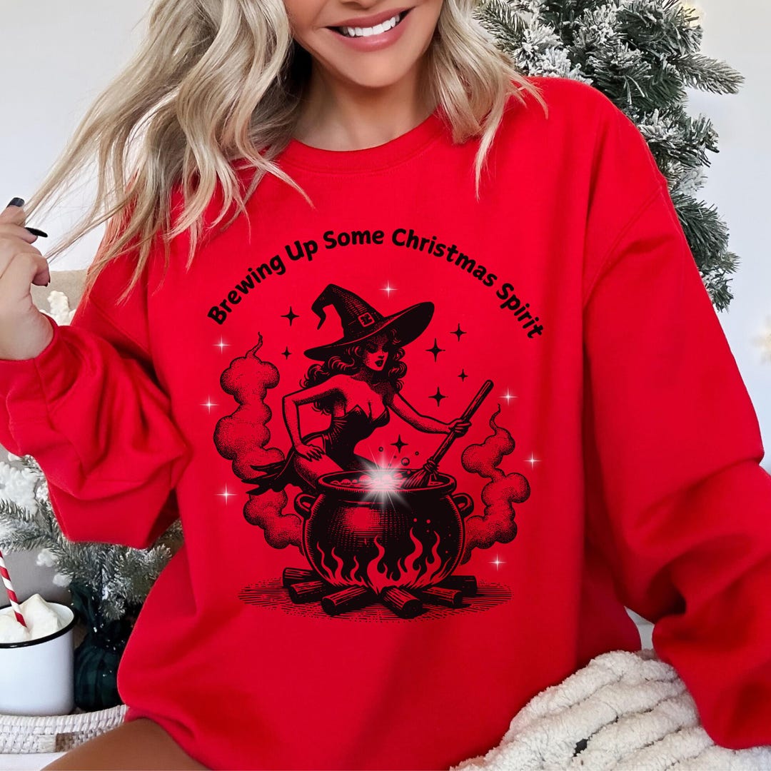 Cute Witch Christmas Spirit Sweatshirt, Goth, Gothic, Alternative ...