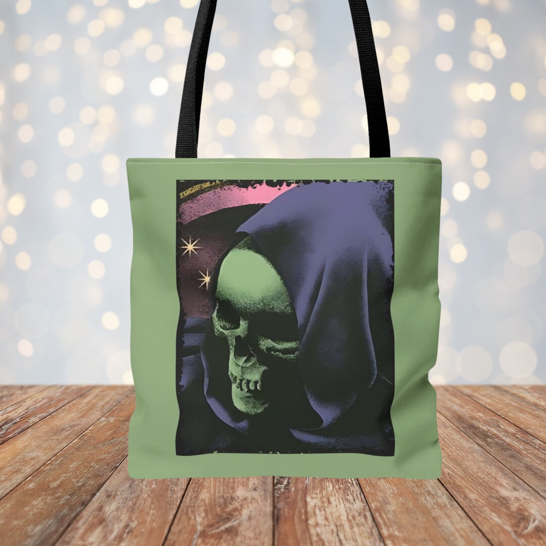 Retro Horror Skull Tote Bag, Gothic Style, Alt, Skeleton, Vintage Style ...