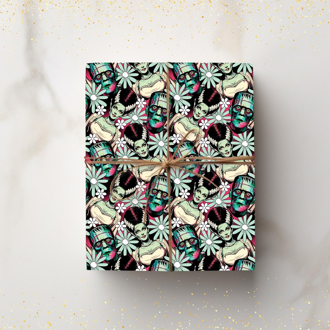 Frankenstein and Bride Gift Wrap, Wrapping Paper, Gift Packaging ...